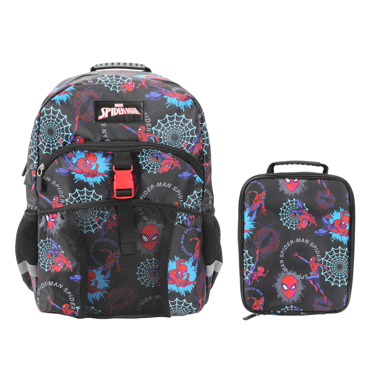 Spider-Man Superhero & Webs 16" Premium Backpack & Lunch Kit Set for B ...