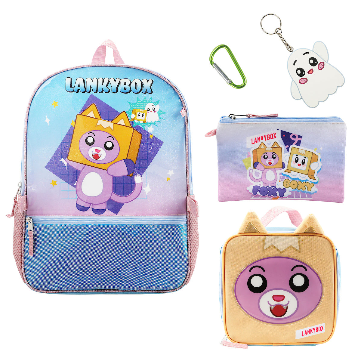 LankyBox 5-Piece 16" Backpack & Lunchbox Set For School & Travel – Bioworld
