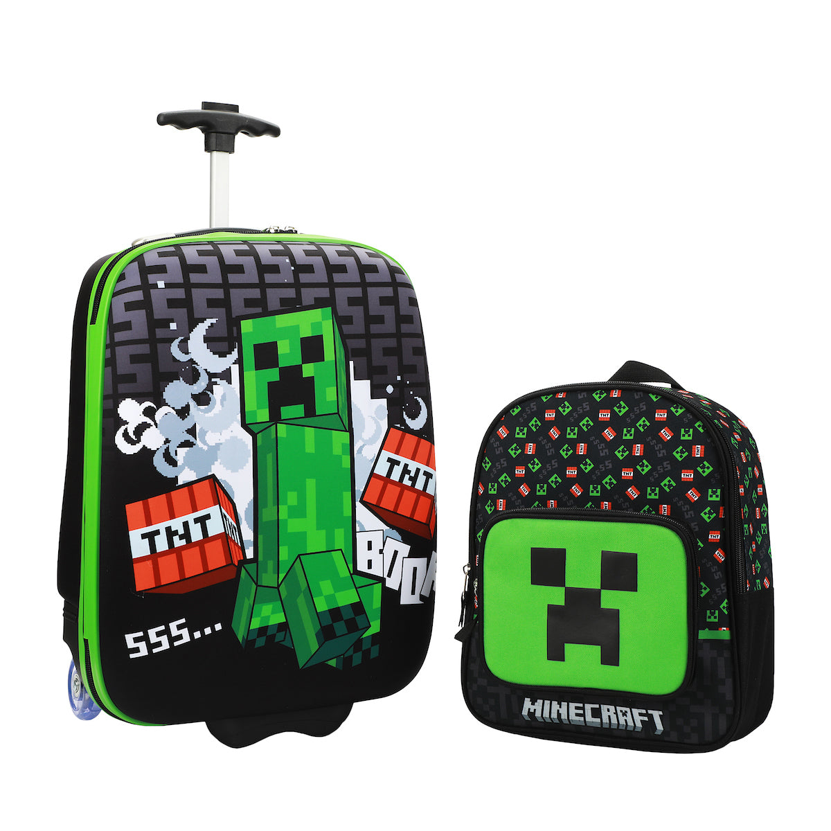 Minecraft Creeper 2-Pack Carry On Luggage Set – Bioworld