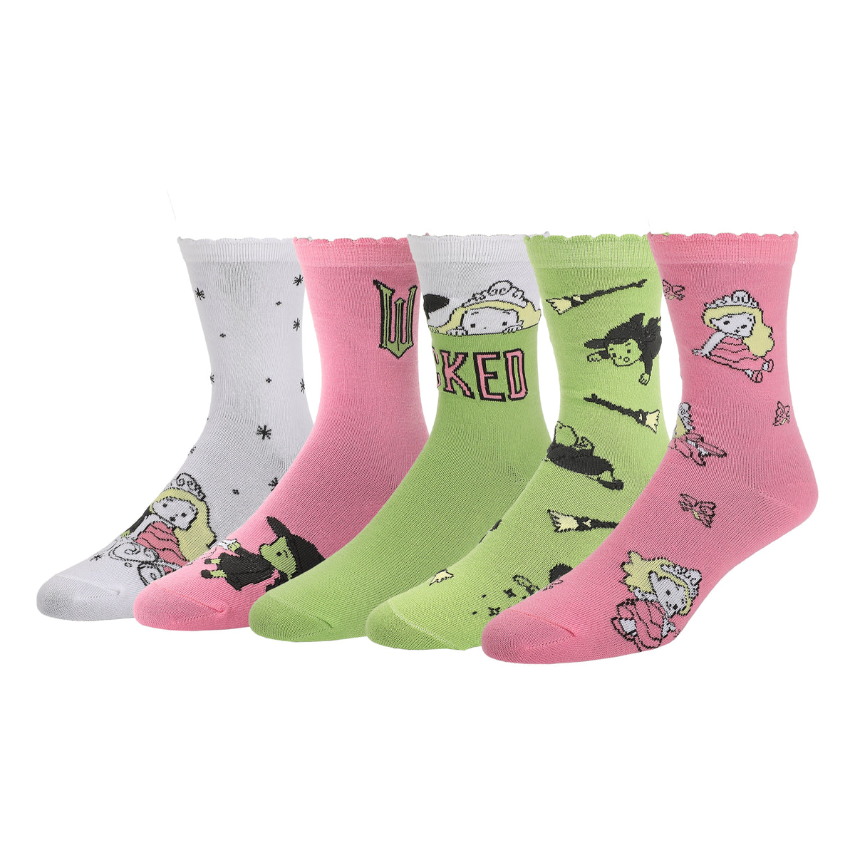 Wicked Glinda and Elphaba Womens Casual Crew Socks 4 Pack – Bioworld