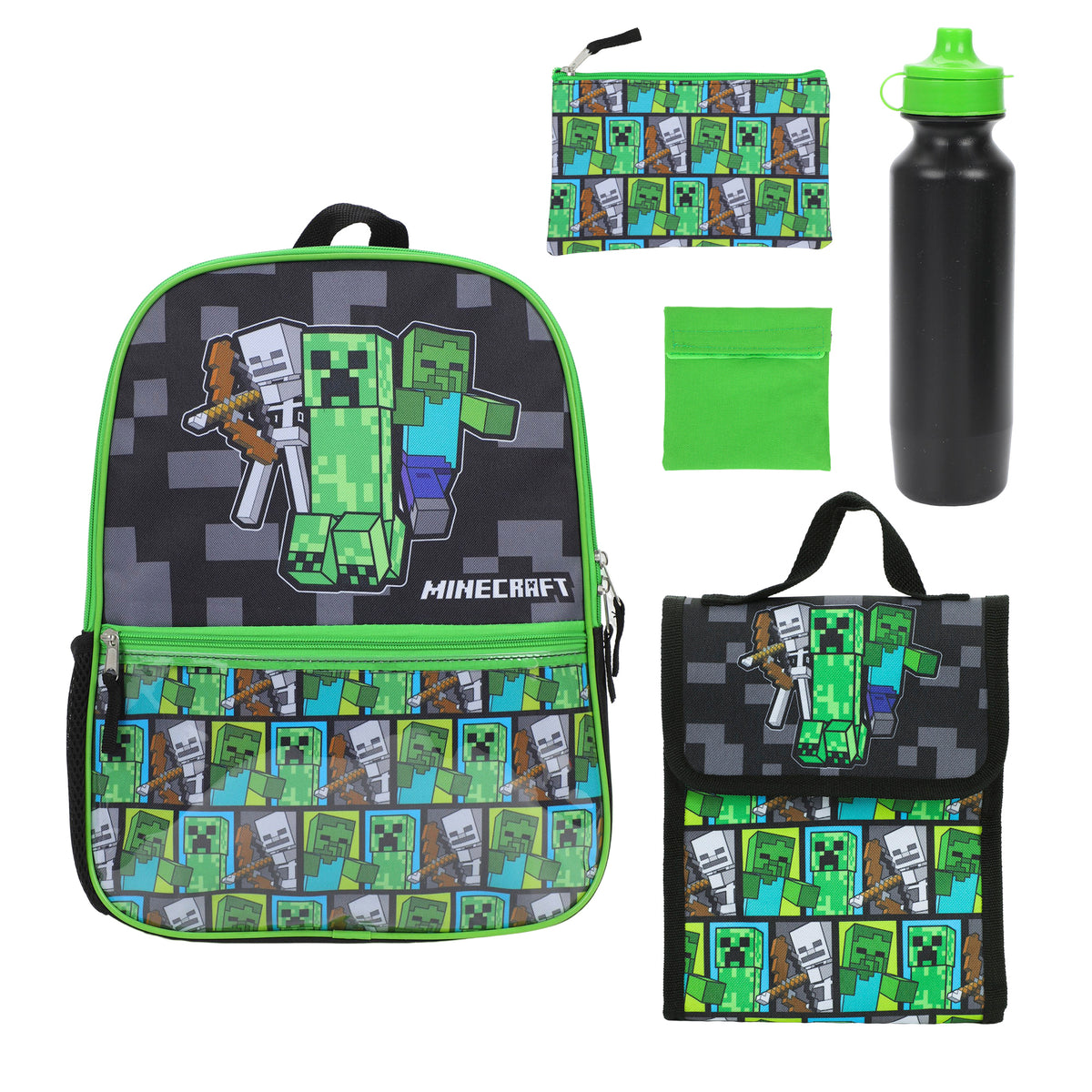 Minecraft Backpack Set with Lunch Box for Boys & Girls 16 inch 5 Piece ...