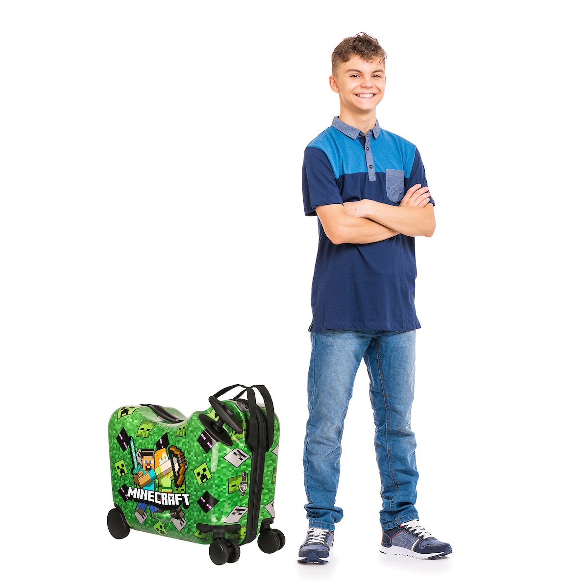 Minecraft Steve & Alex Green 15" Ride-On Luggage – Bioworld