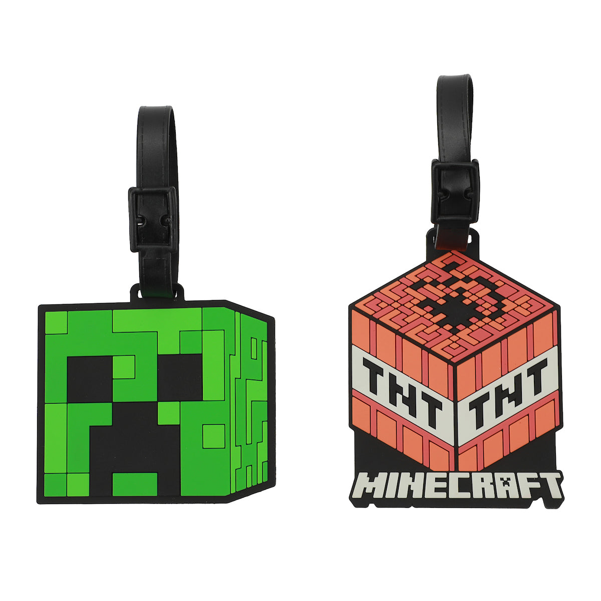 Minecraft Youth Luggage Tag 2pc Set - 3D Molded Rubber with ID Card ...