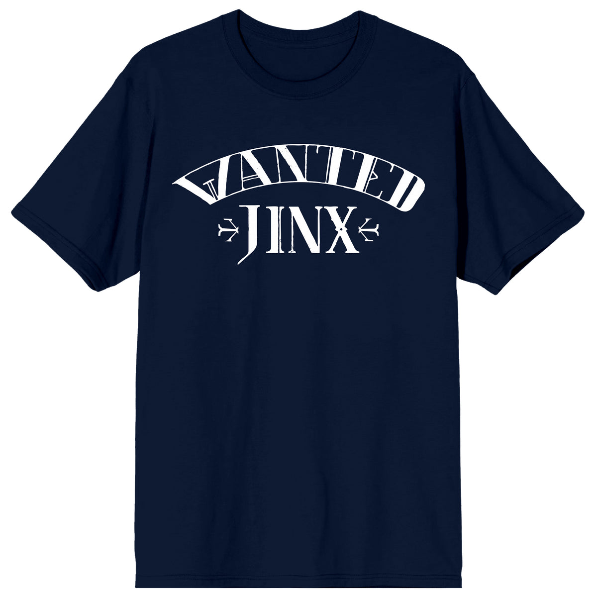 League of Legends Arcane 'Wanted Jinx' Adult Navy Crew Neck Short Slee ...
