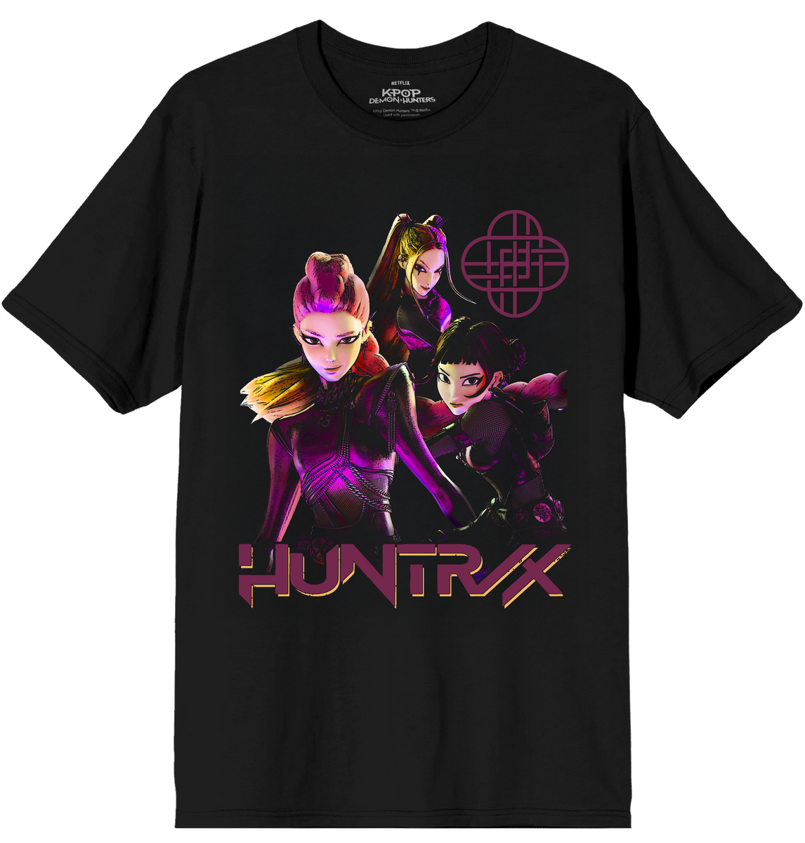 KPop Demon Hunters Huntrix Stronger Together Adult Black Crew Neck Sho ...