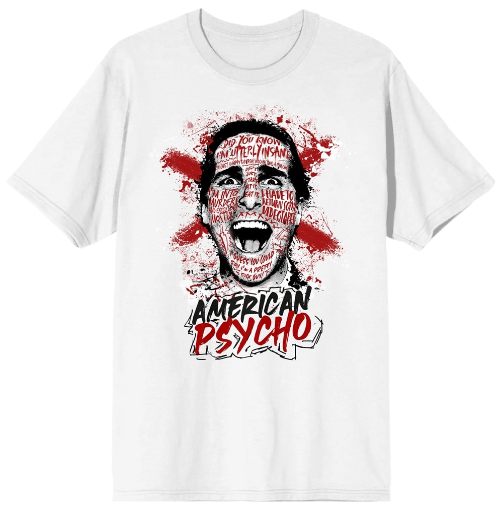 American Psycho Patrick Bateman Face Composed Art Women's White T-Shir ...