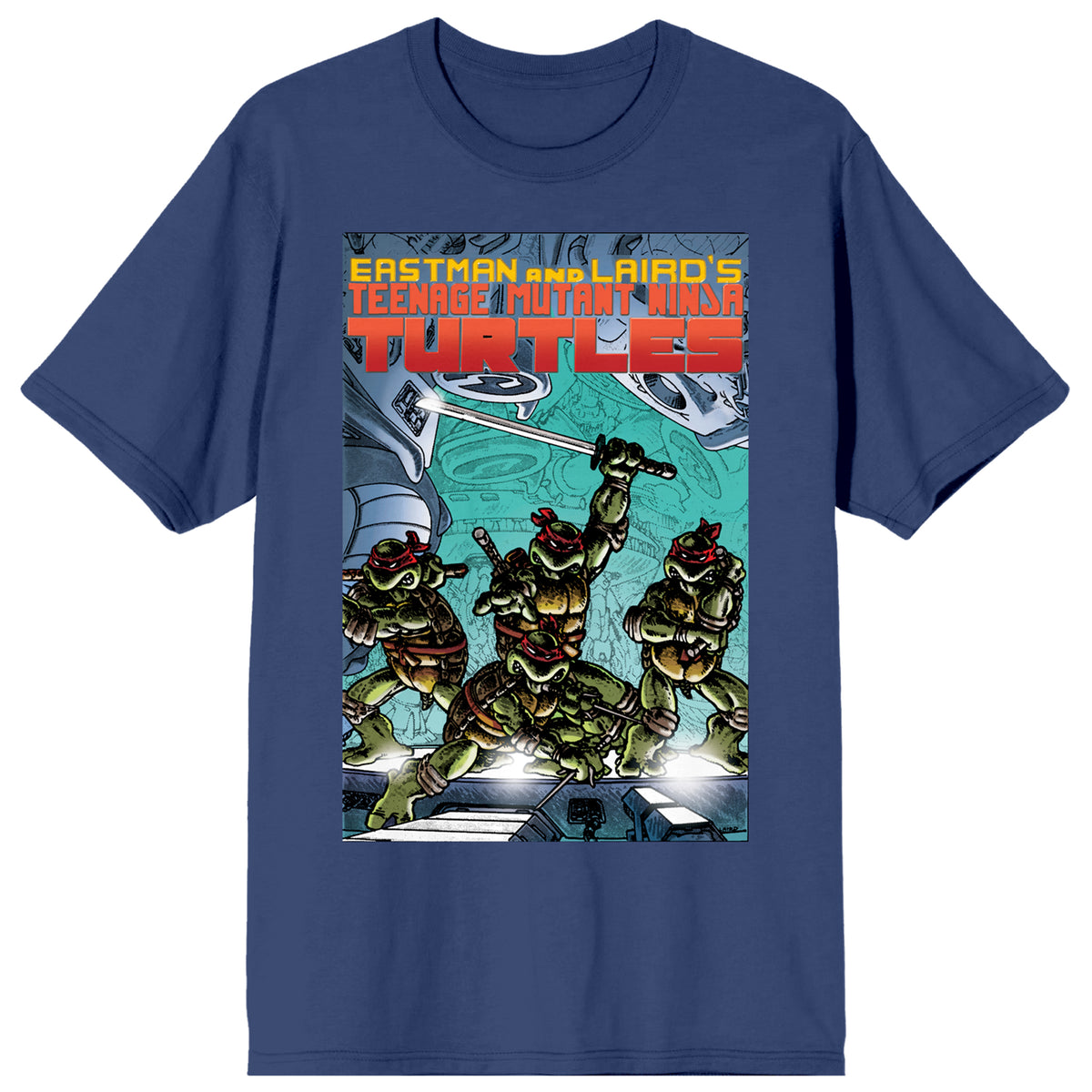 TMNT Comic Origins Cover Art Crew neck Short Sleeve Navy Women's T-shi ...