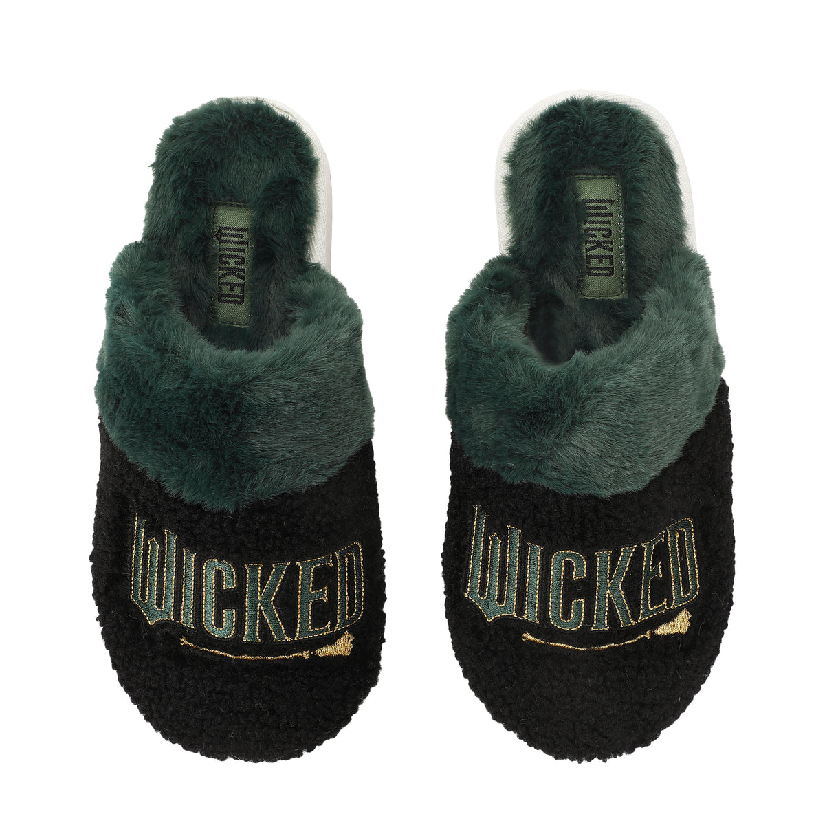 Wicked Part 2 Logo Women's Green & Black Open-Toed Slippers – Bioworld