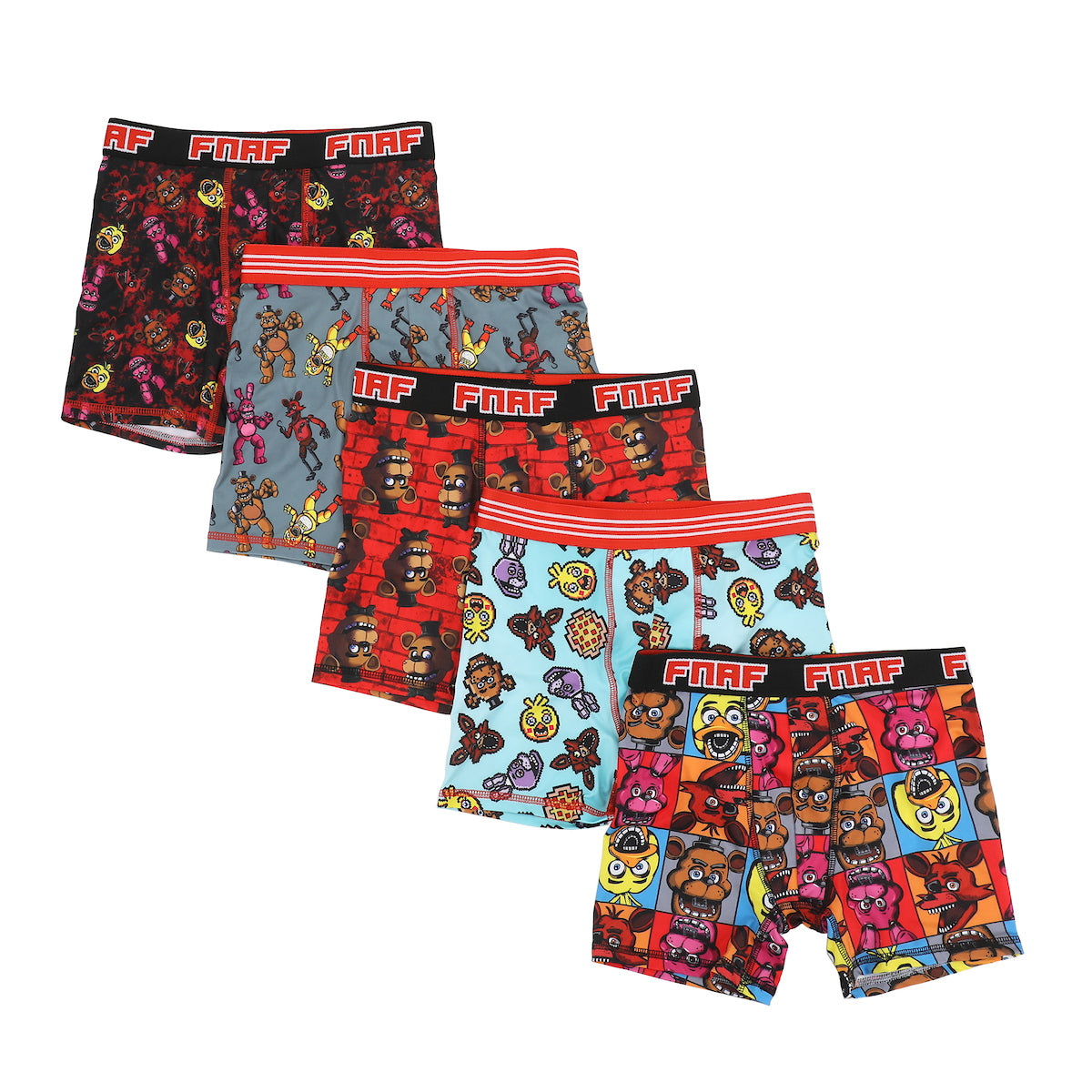 Five Nights at Freddy's 5-Pack of Boys' Character Boxer Briefs – Bioworld