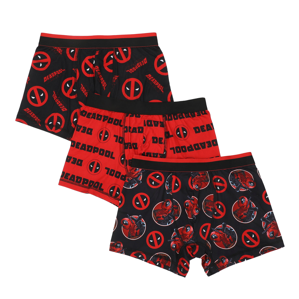 Deadpool Character & Logo Men's 3-Pack Boxer Briefs – Bioworld